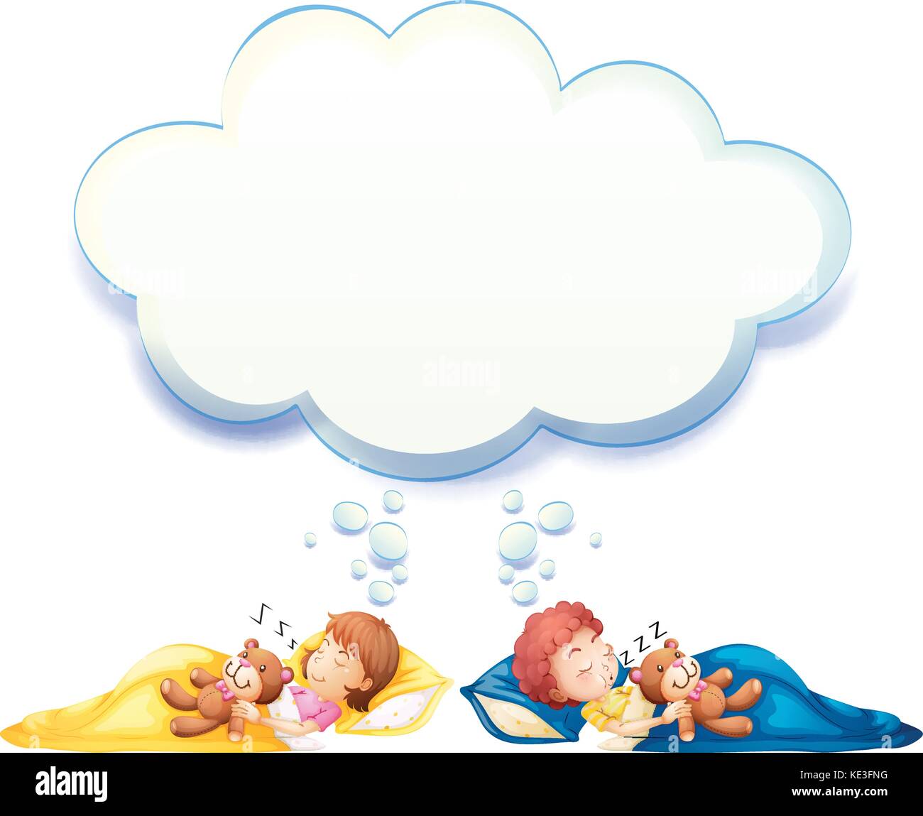 Boy and girl sleeping in bed illustration Stock Vector Image & Art - Alamy