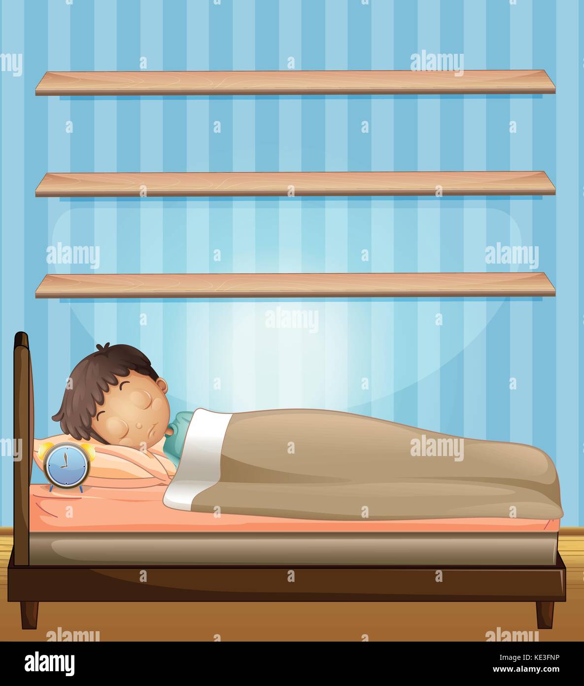 Boy sleeping in bedroom illustration Stock Vector Image & Art - Alamy