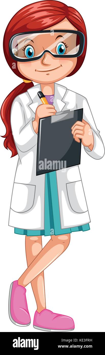 Female scientist recording experiment illustration Stock Vector Image ...