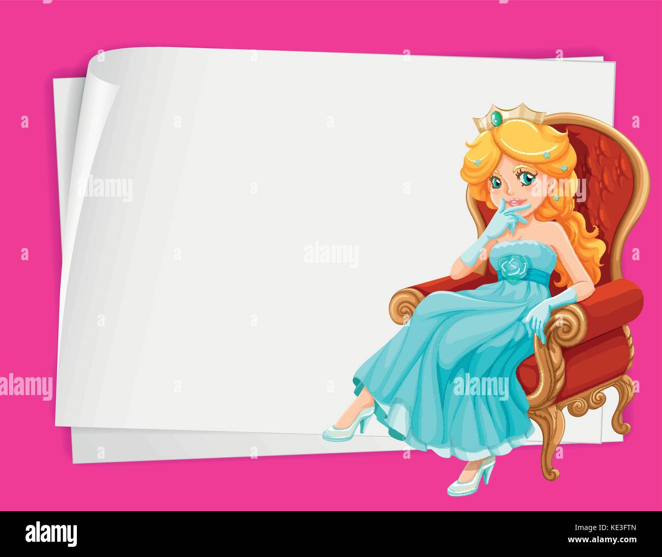 Paper design with princess on chair illustration Stock Vector Image ...