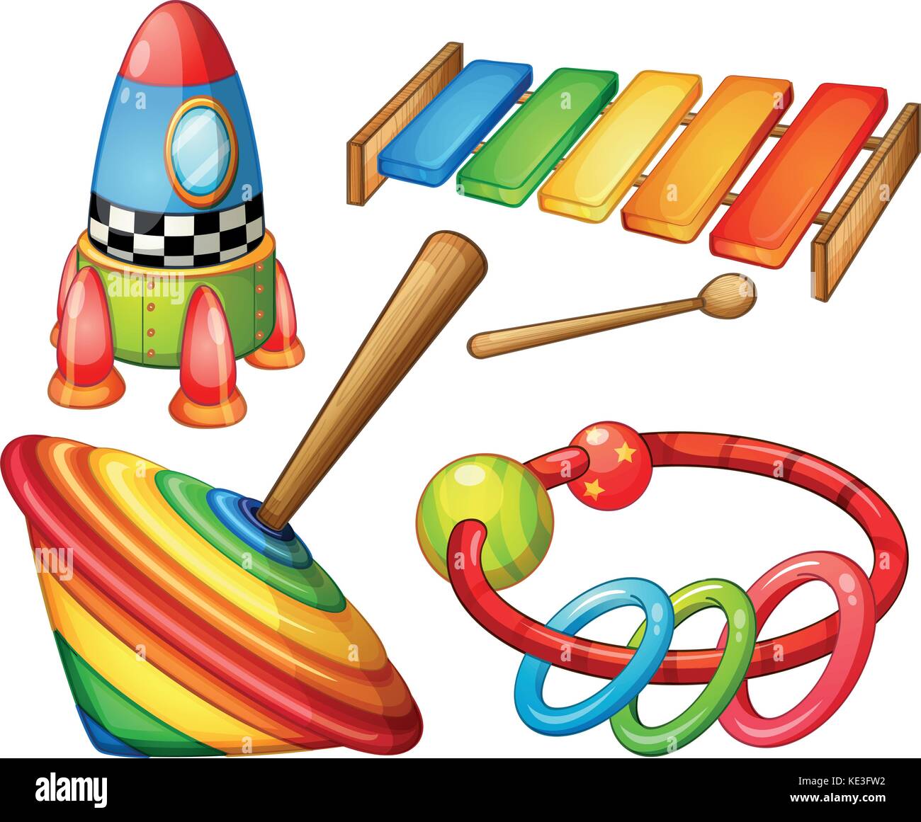 Colorful wooden toys set illustration Stock Vector Image & Art - Alamy
