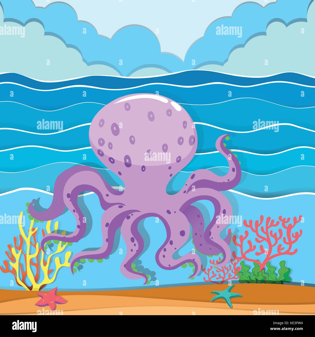 Octopus in the ocean illustration Stock Vector Image & Art - Alamy