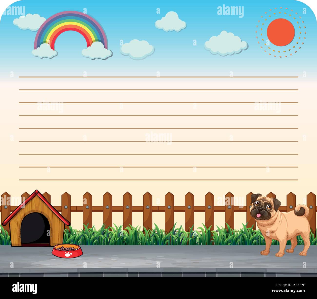 Line paper design with dog illustration Stock Vector Image & Art - Alamy
