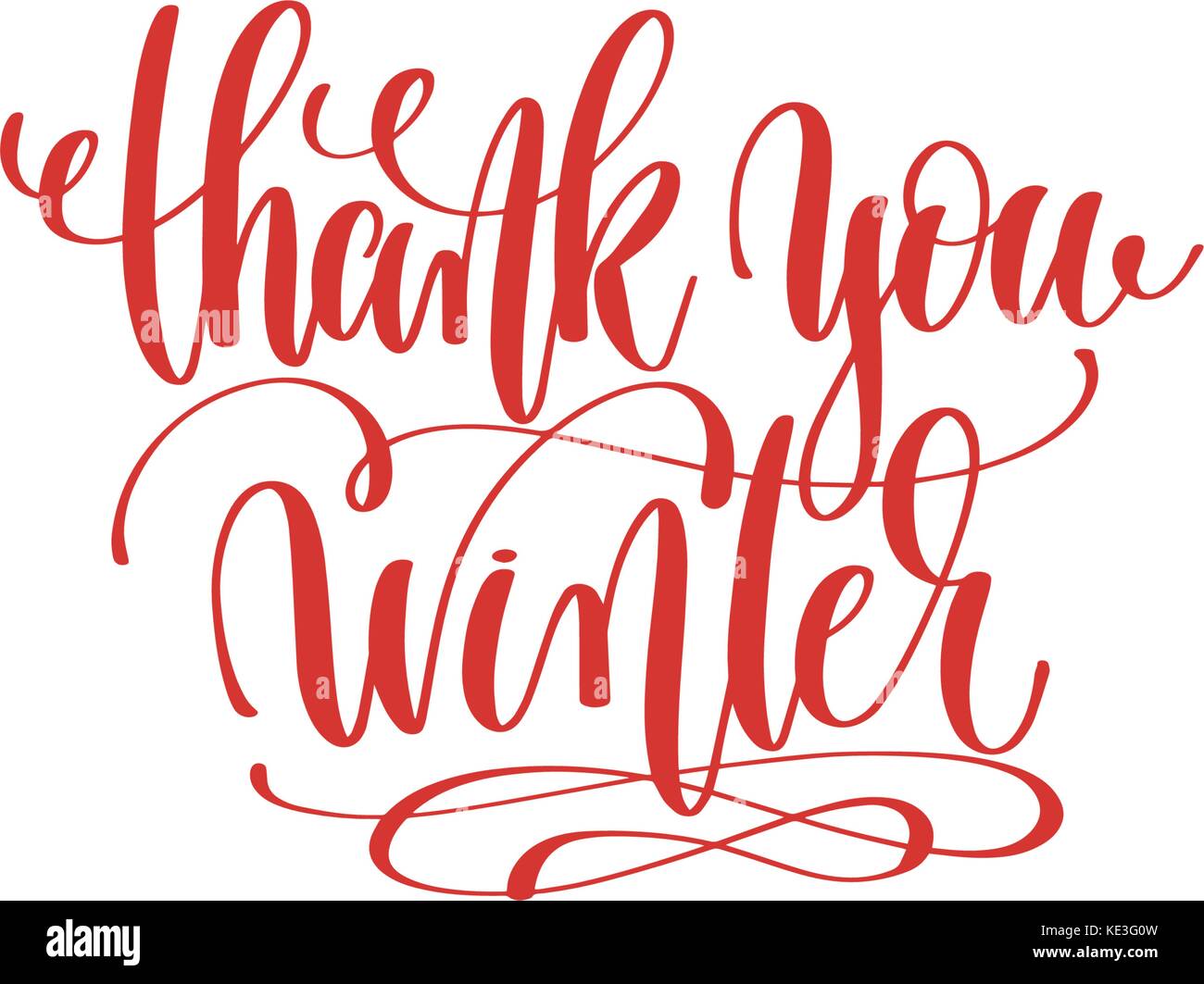 thank you winter hand lettering holiday inscription to christmas Stock ...