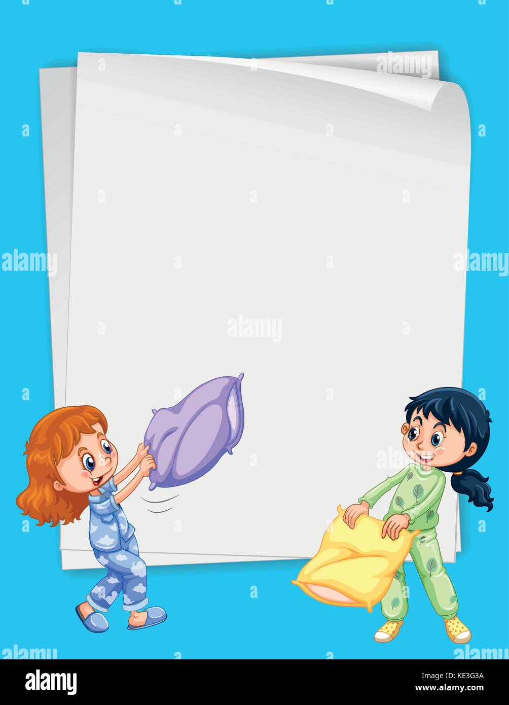 Paper design with two girls in pajamas illustration Stock Vector Image ...