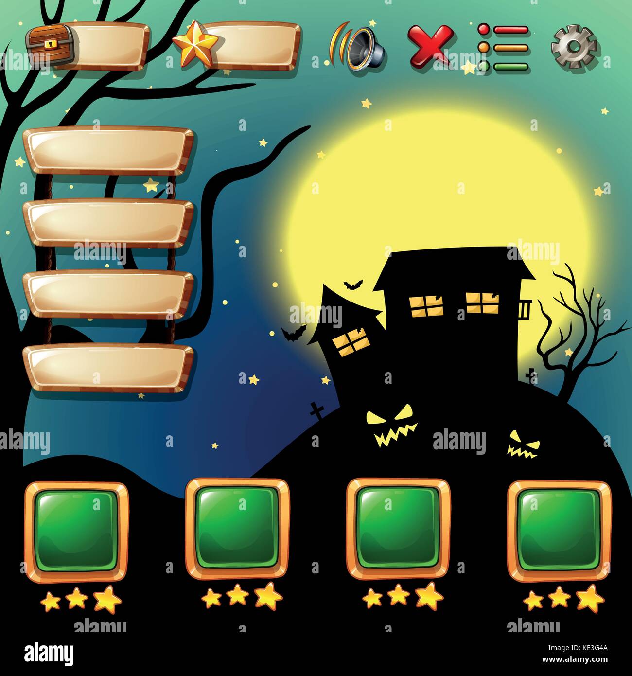 Game template with halloween background illustration Stock Vector Image ...