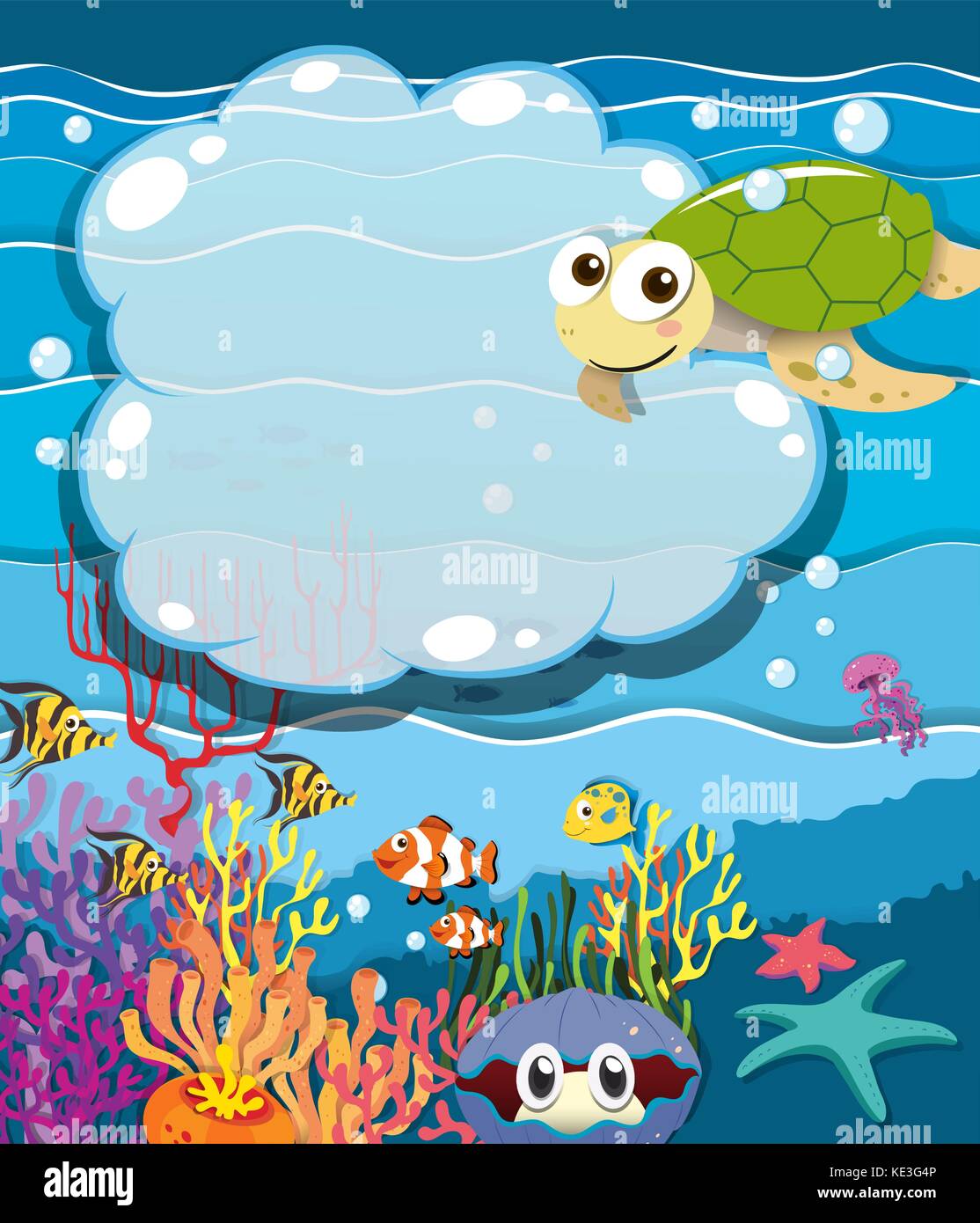 Underwater Scenes With Sea Animals Illustration Vector