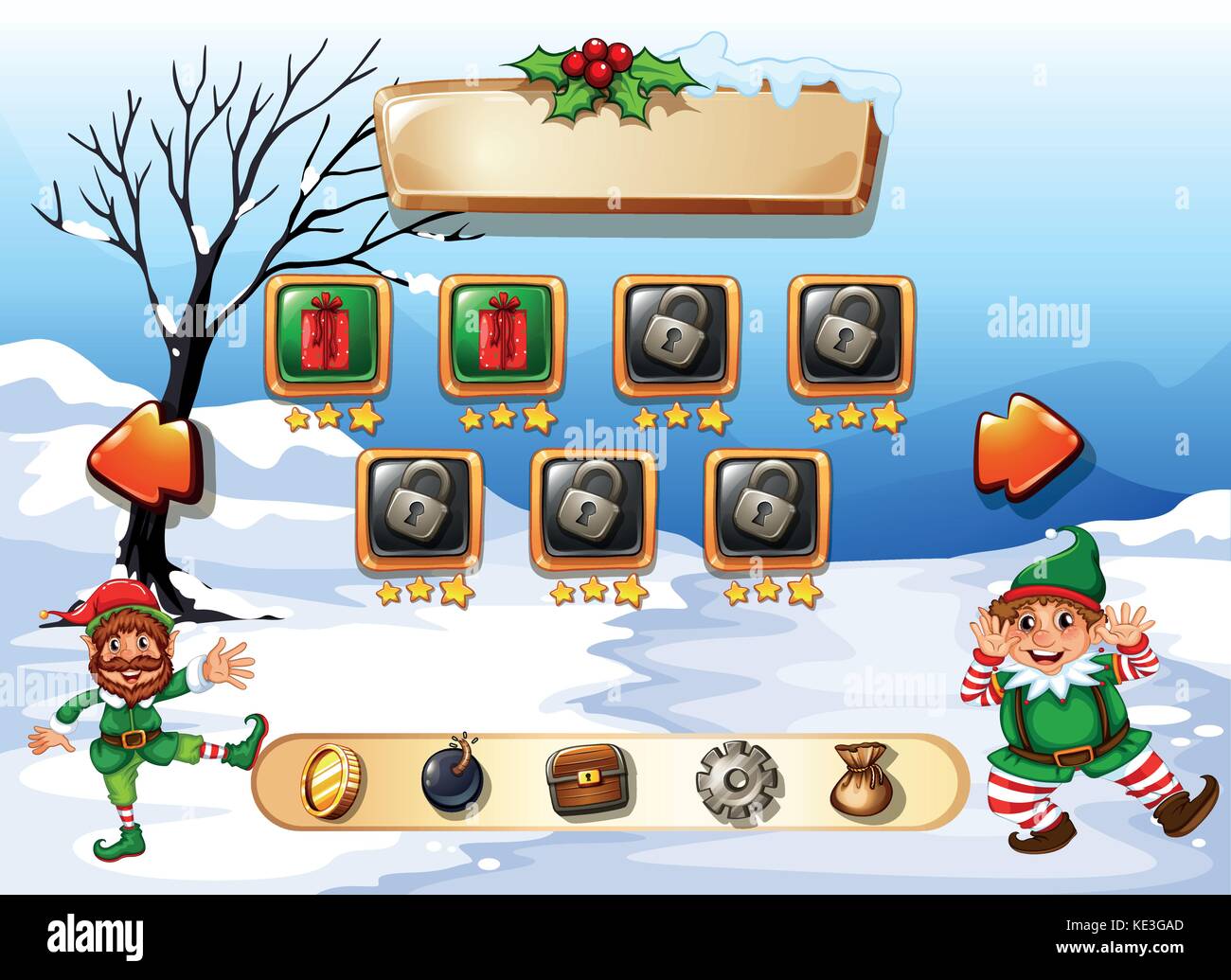 Game template with two elves illustration Stock Vector Image & Art - Alamy