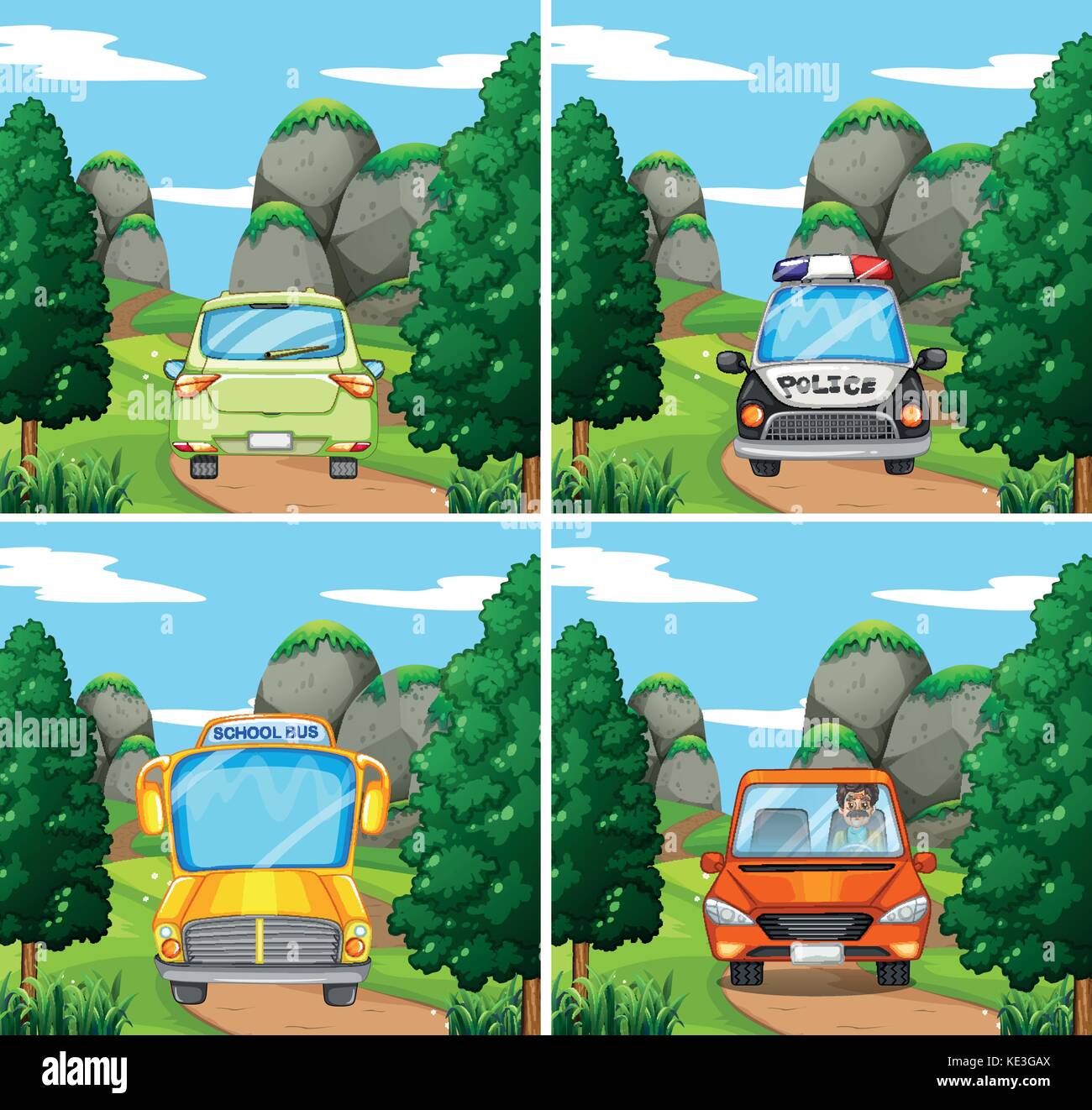 Road outside school with cars Stock Vector Images - Alamy
