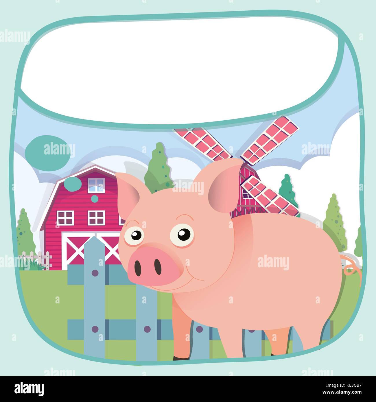 Border design with pig and barn illustration Stock Vector Image & Art ...