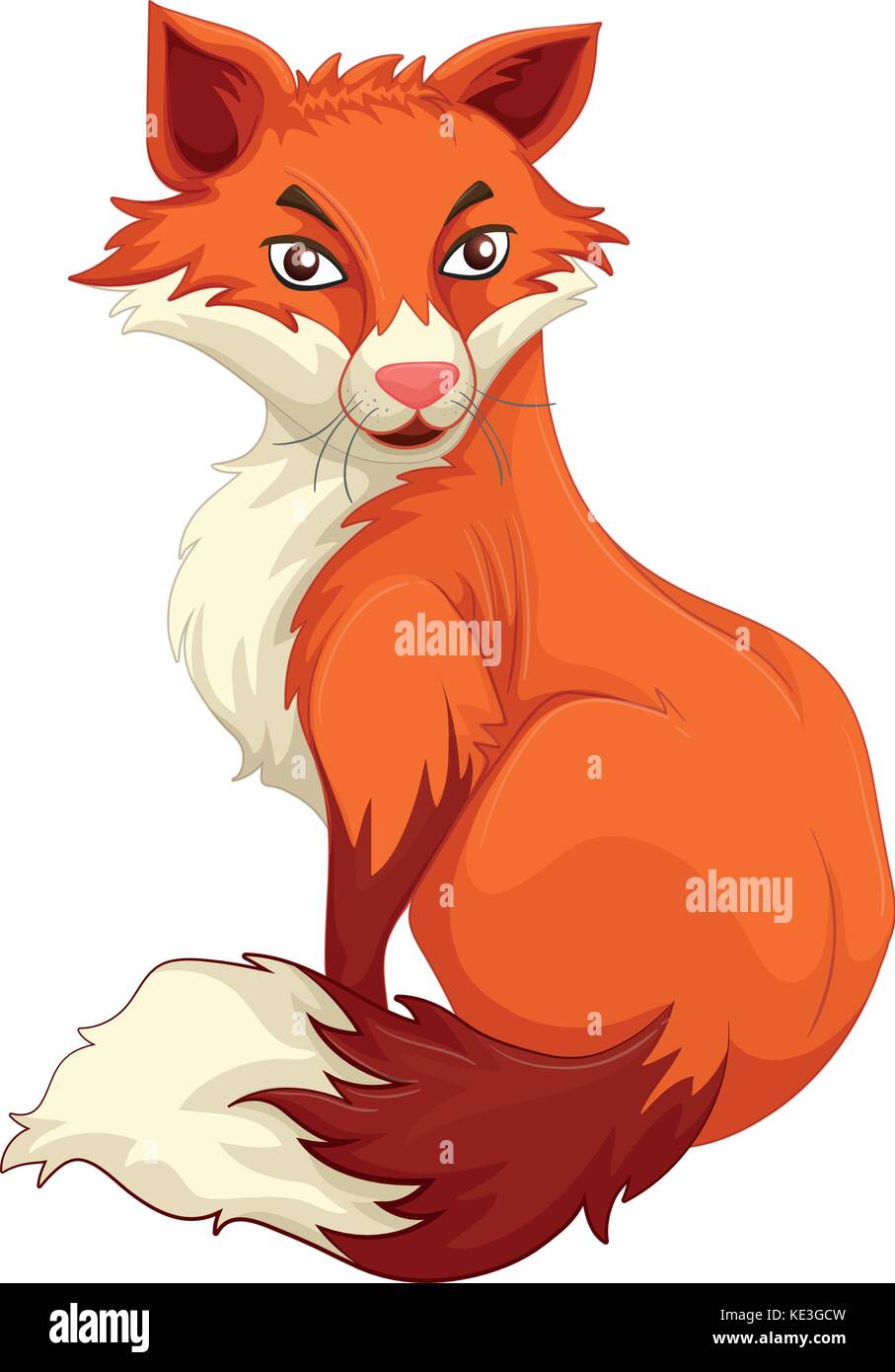 Red fox sitting on white background illustration Stock Vector Image ...