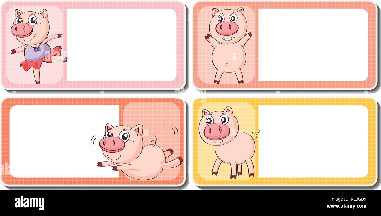 Label design with little pig illustration Stock Vector Image & Art - Alamy