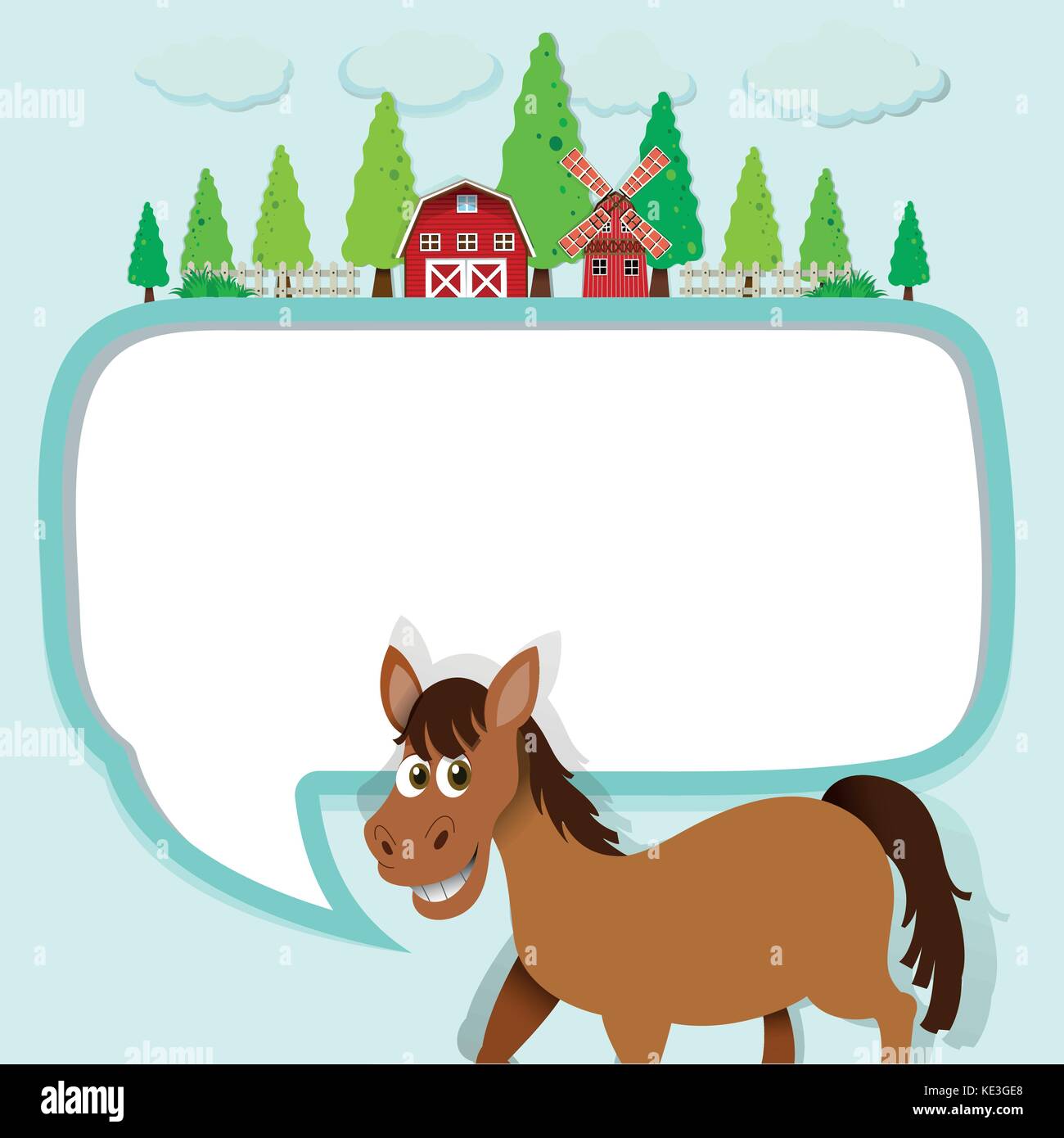 Border design with horse and farm illustration Stock Vector Image & Art ...