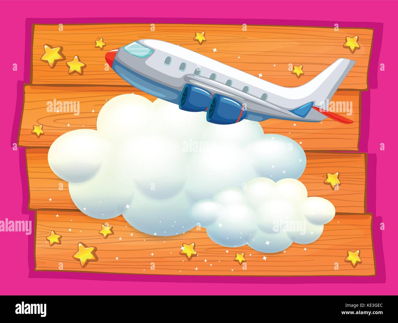 Frame design with airplane and clouds illustration Stock Vector Image ...