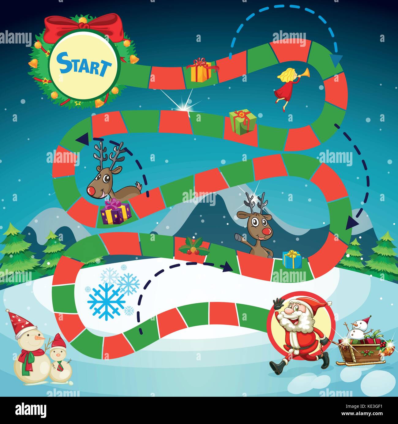 Game template with Santa and reindeers illustration Stock Vector Image ...