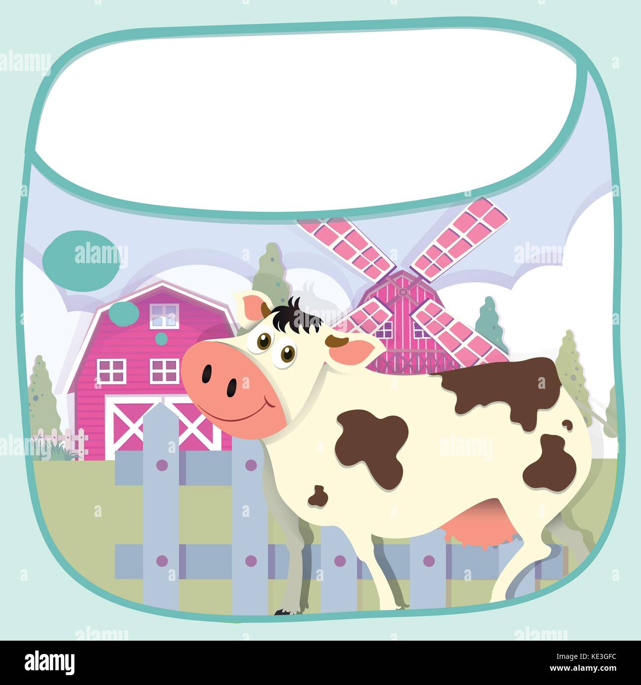 Border design with cow and barn illustration Stock Vector Image & Art ...