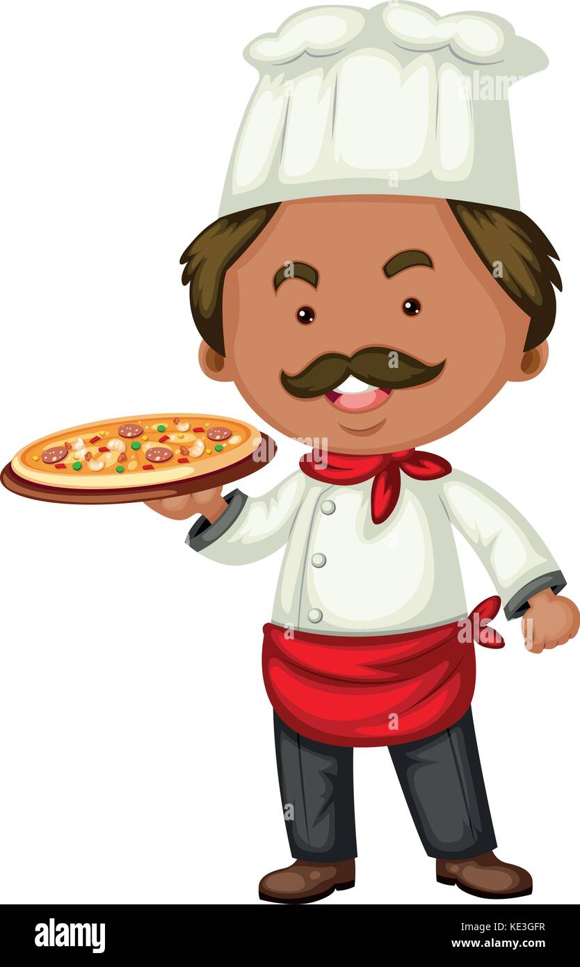 Male chef making pizza illustration Stock Vector Image & Art - Alamy