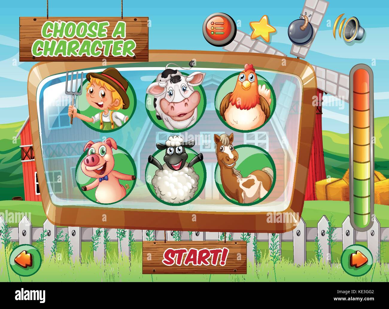 Game template with farm theme illustration Stock Vector Image & Art - Alamy
