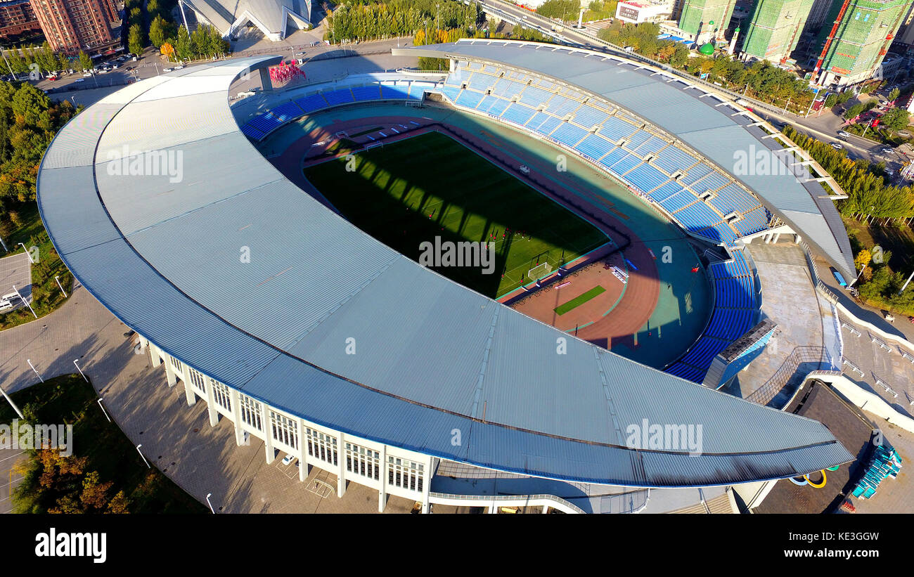 Shenyang, China. 18th Oct, 2017. Aerial photography of Tiexi Stadium in ...