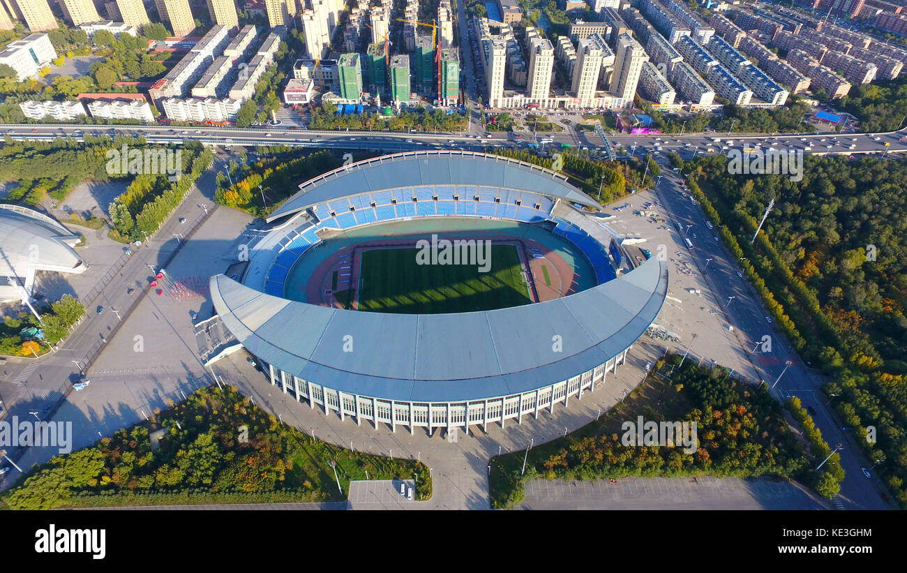 Shenyang, China. 18th Oct, 2017. Aerial photography of Tiexi Stadium in ...