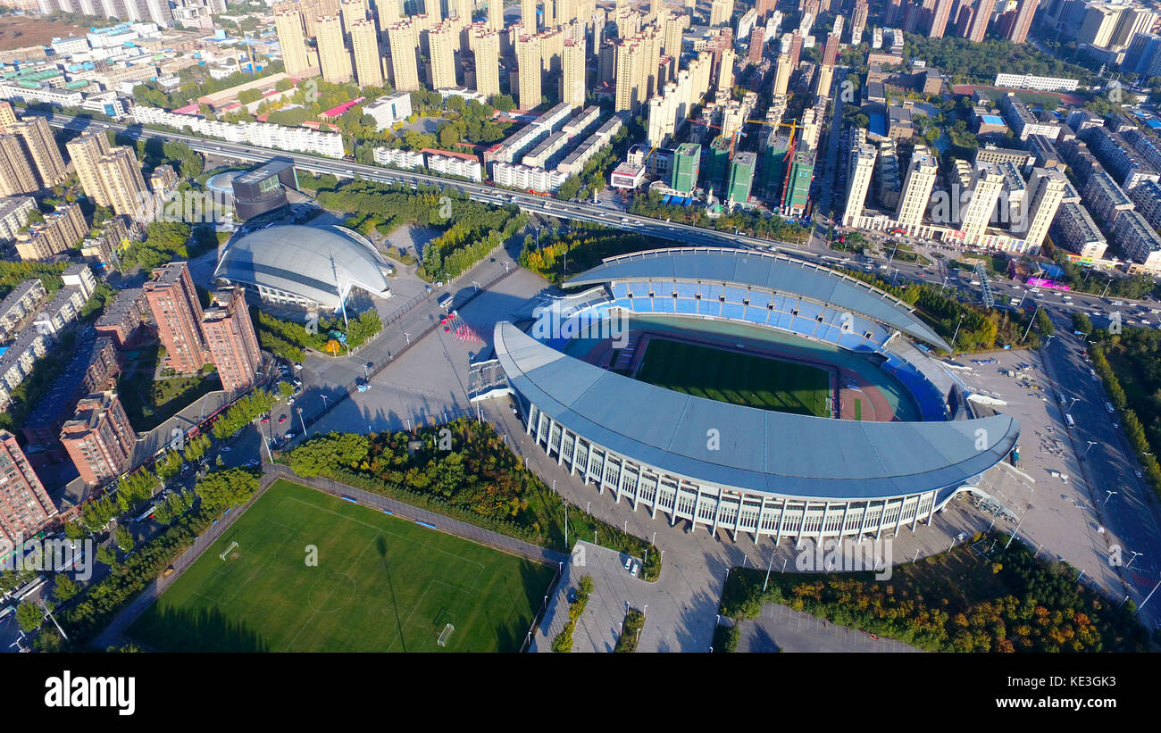 Shenyang, China. 18th Oct, 2017. Aerial photography of Tiexi Stadium in ...