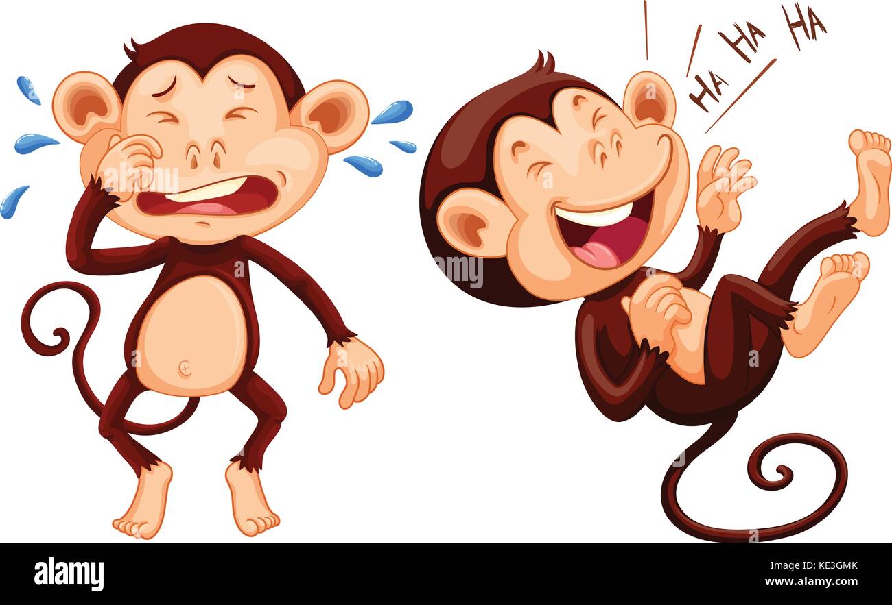 Monkey crying and laughing illustration Stock Vector Image & Art - Alamy