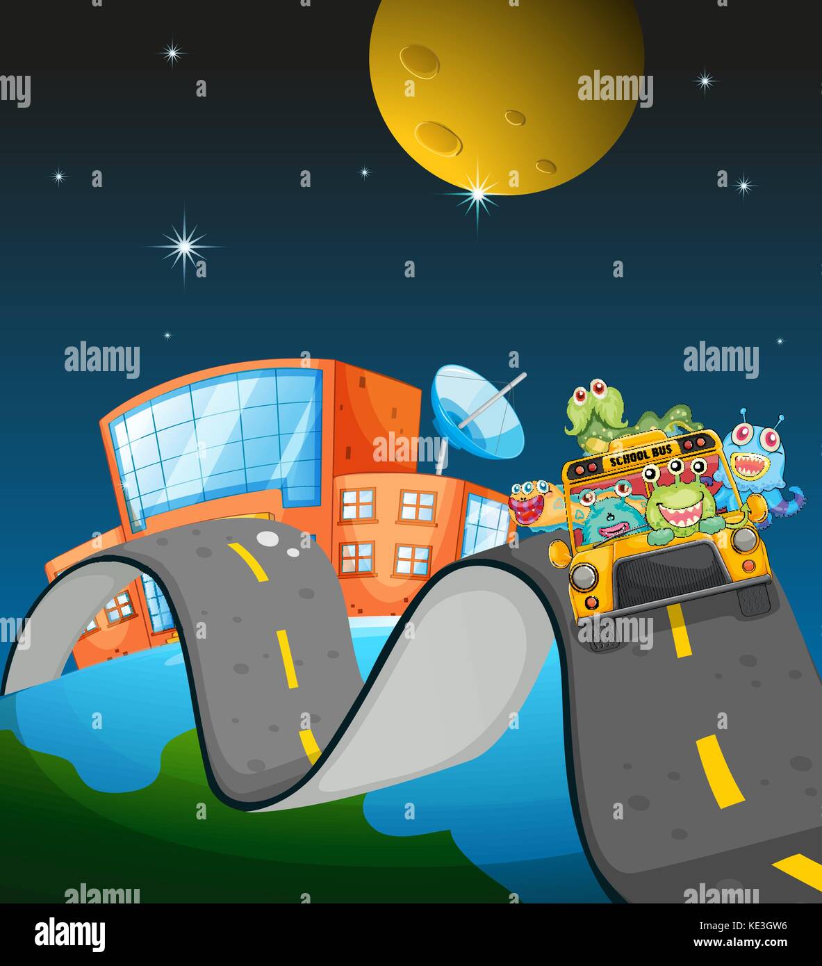 Bus on road in Stock Vector Images - Alamy