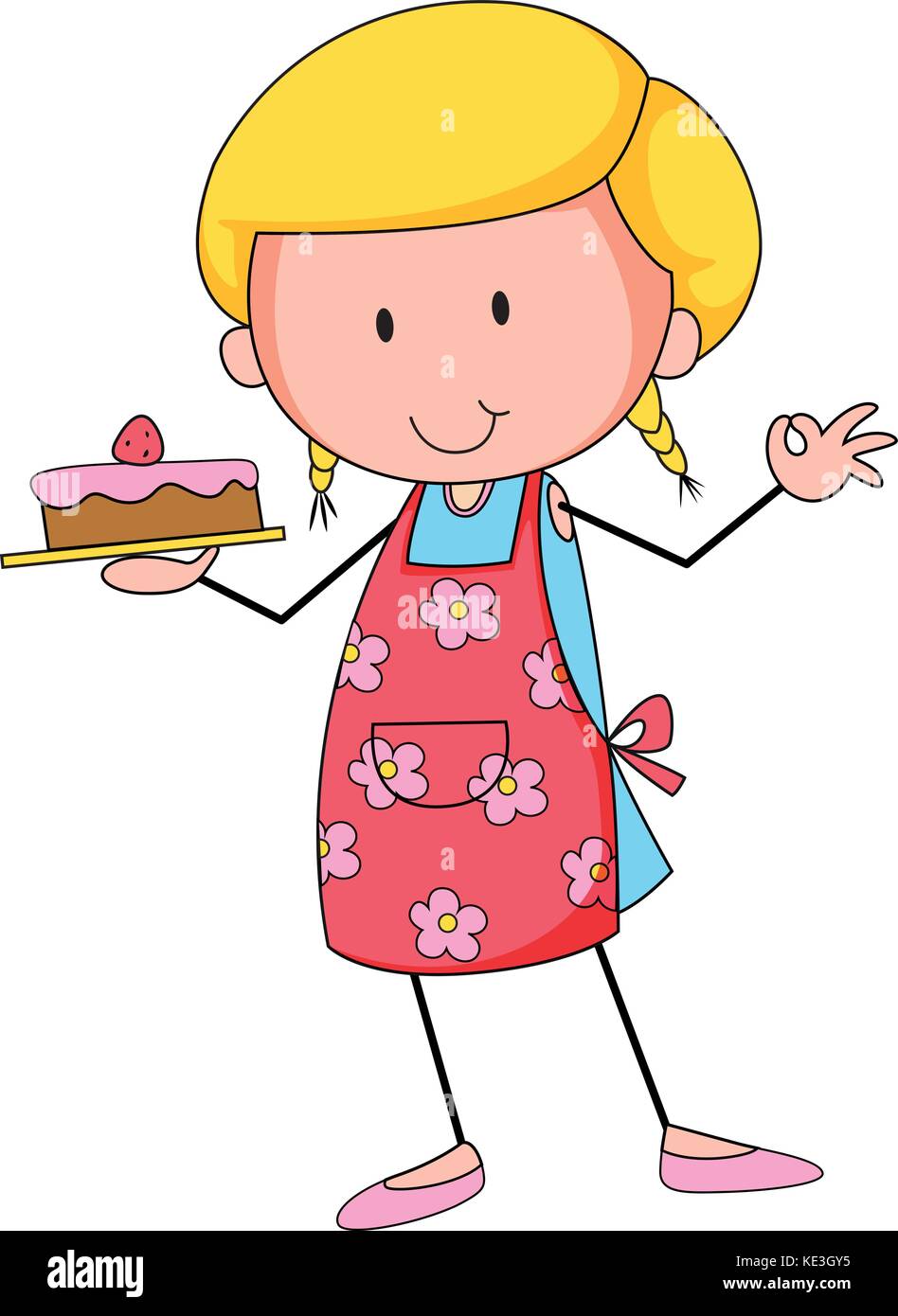 Girl in apron holding Stock Vector Images - Alamy