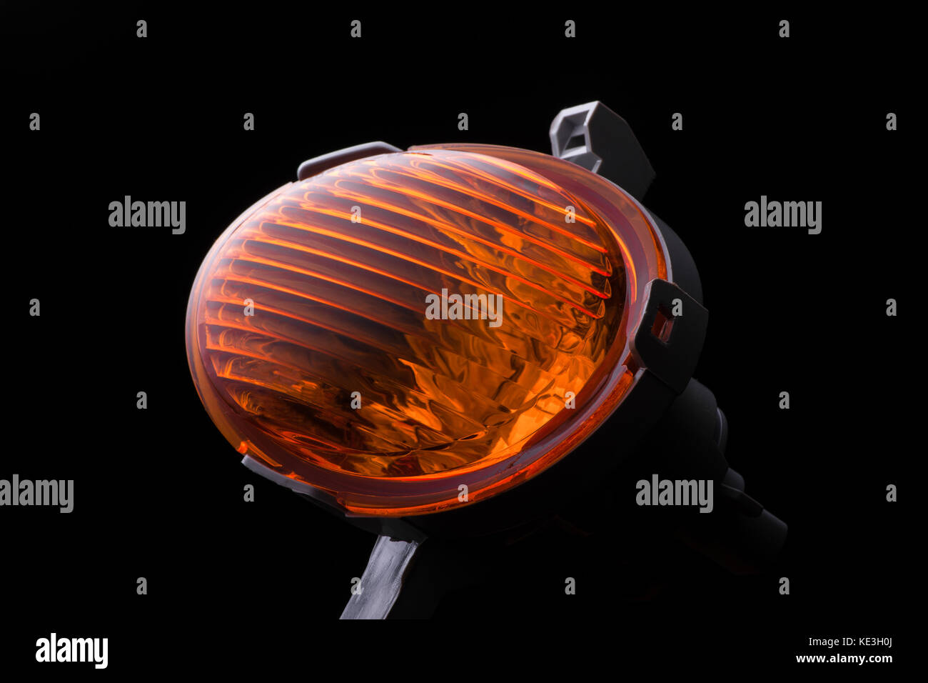 close-up round car headlights on a black background isolated Stock ...