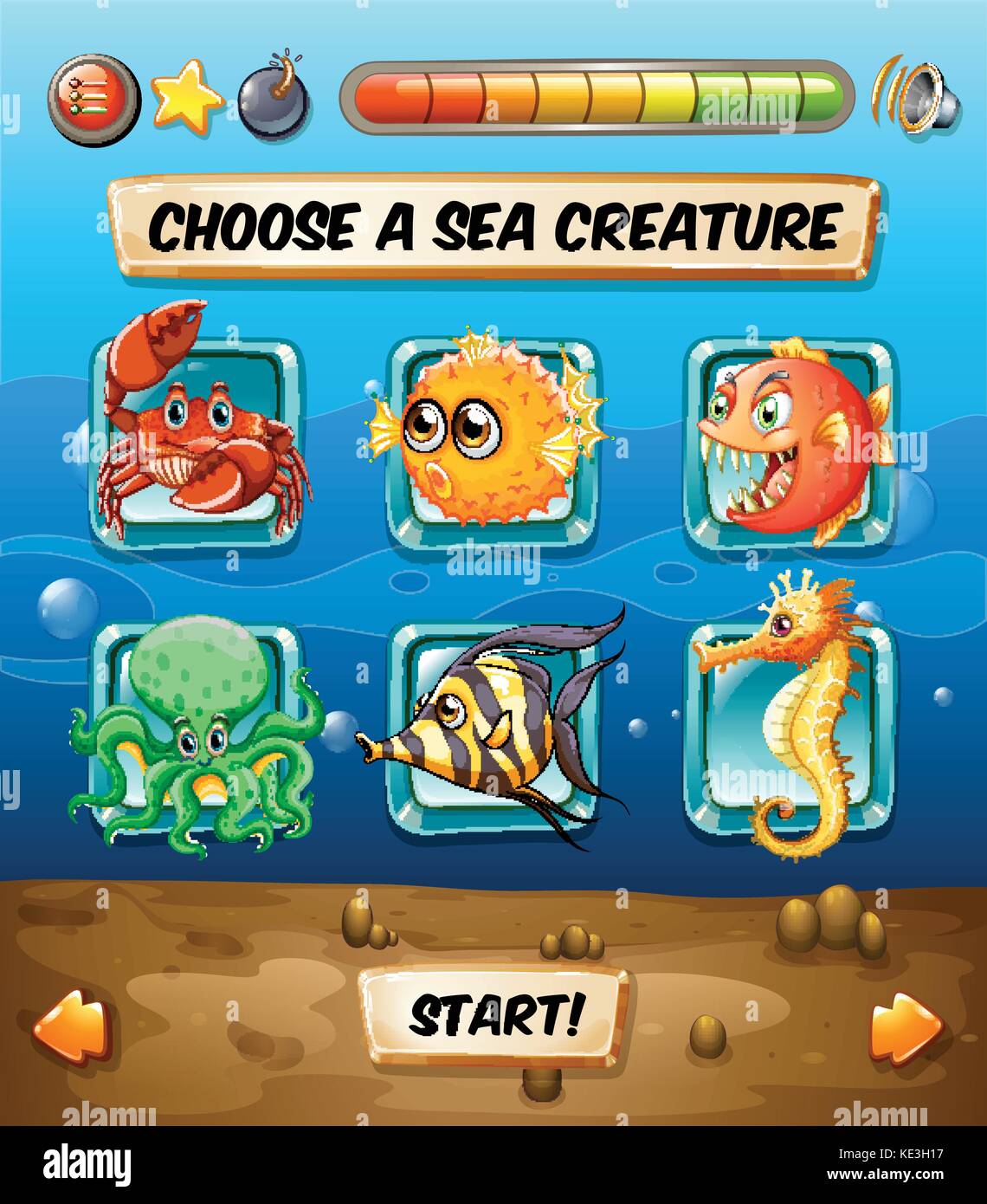 Game template with sea animals illustration Stock Vector Image & Art ...
