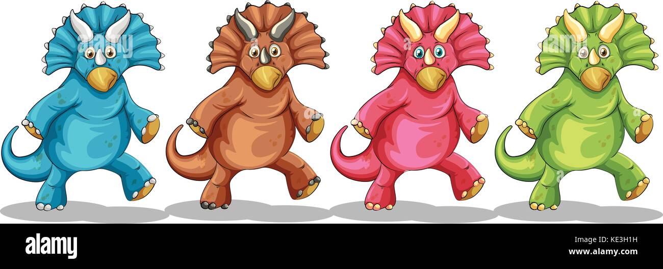 Dinosaurs in four different colors illustration Stock Vector Image ...