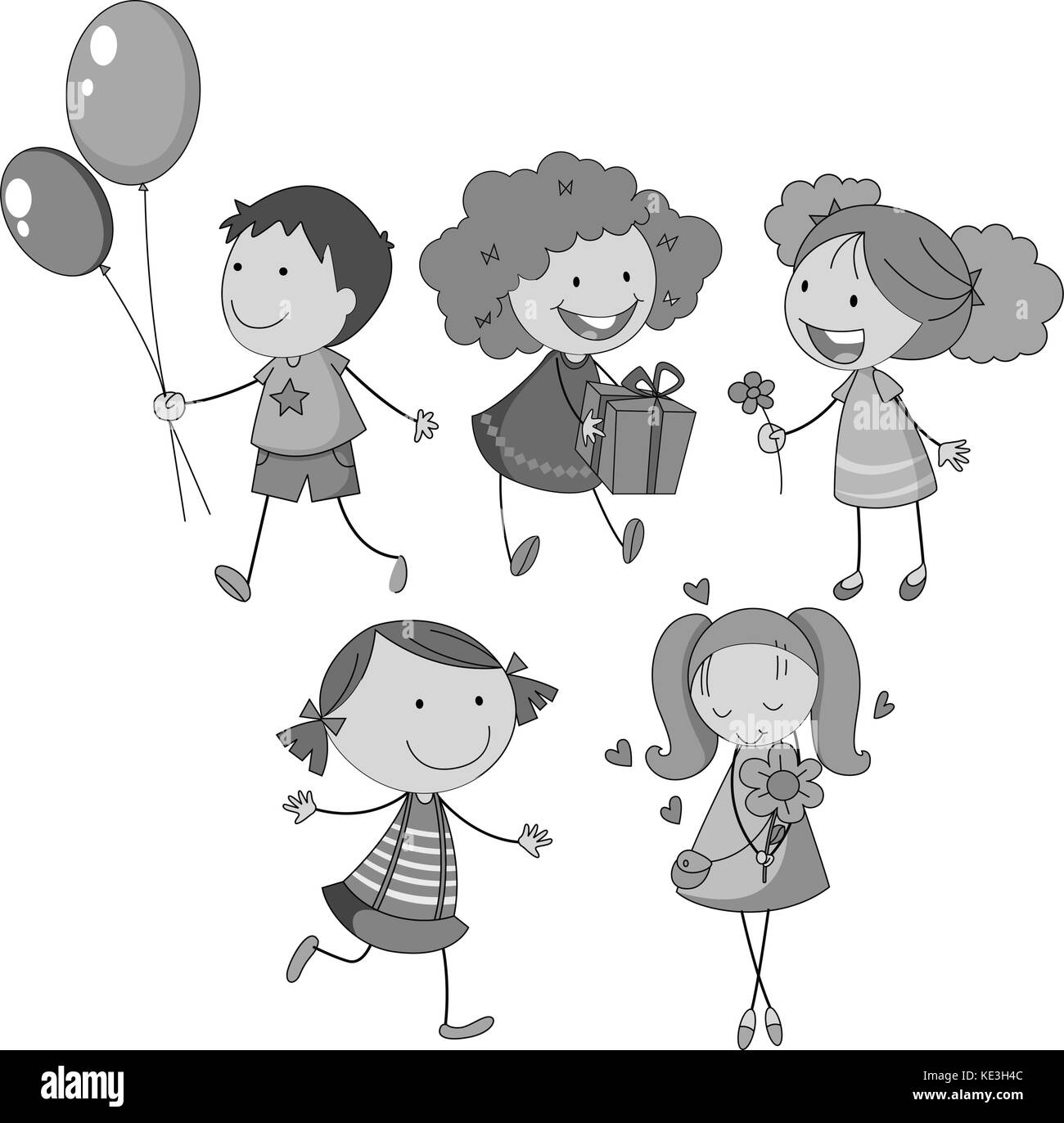 Boy and girls with happy faces illustration Stock Vector Image & Art ...