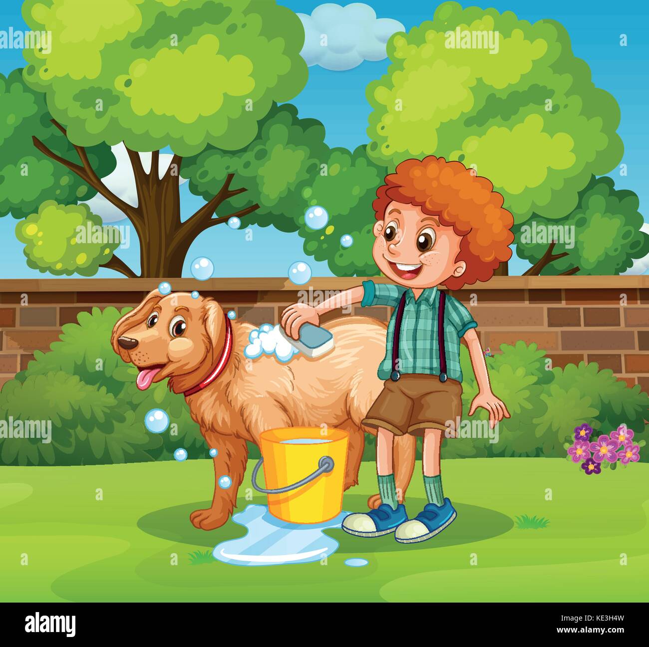 Bathing A Dog Clipart