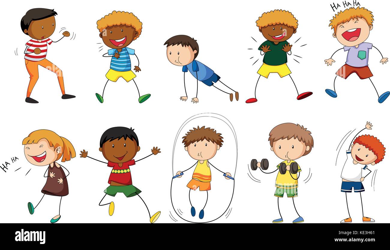 Boys and girls in different actions Stock Vector Image & Art - Alamy