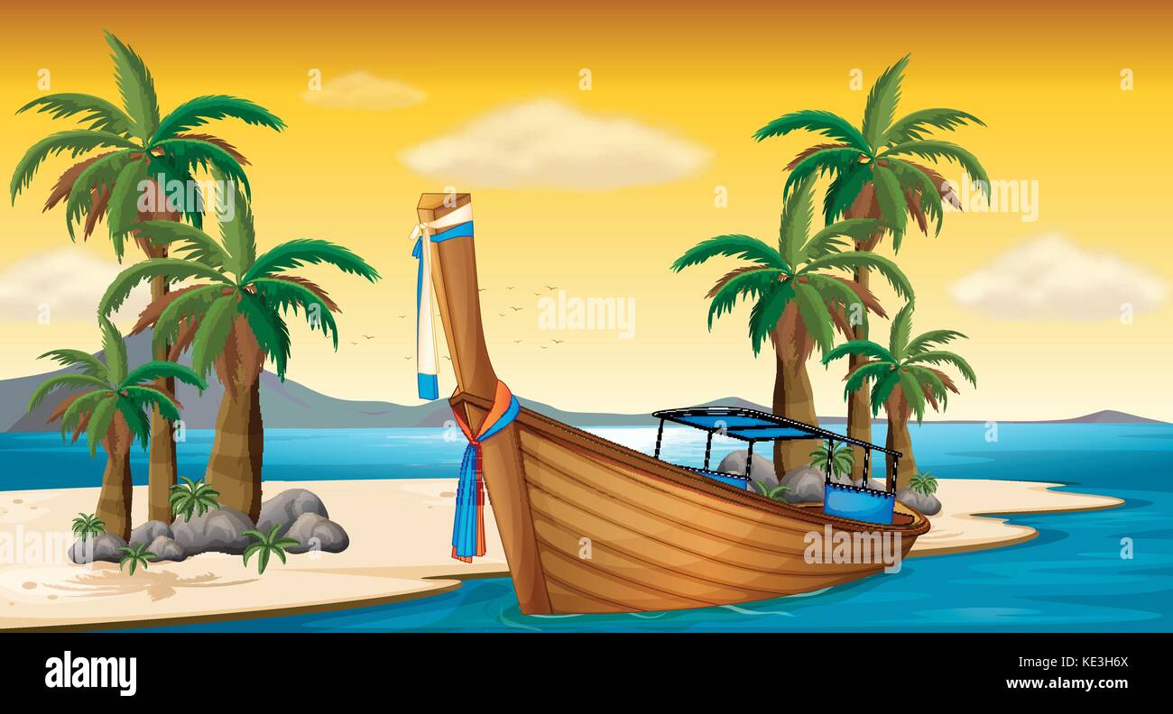 Boat on sea shore Stock Vector Images - Alamy
