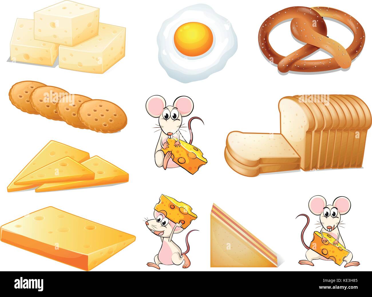 Slices of cheese on crackers Stock Vector Images - Alamy