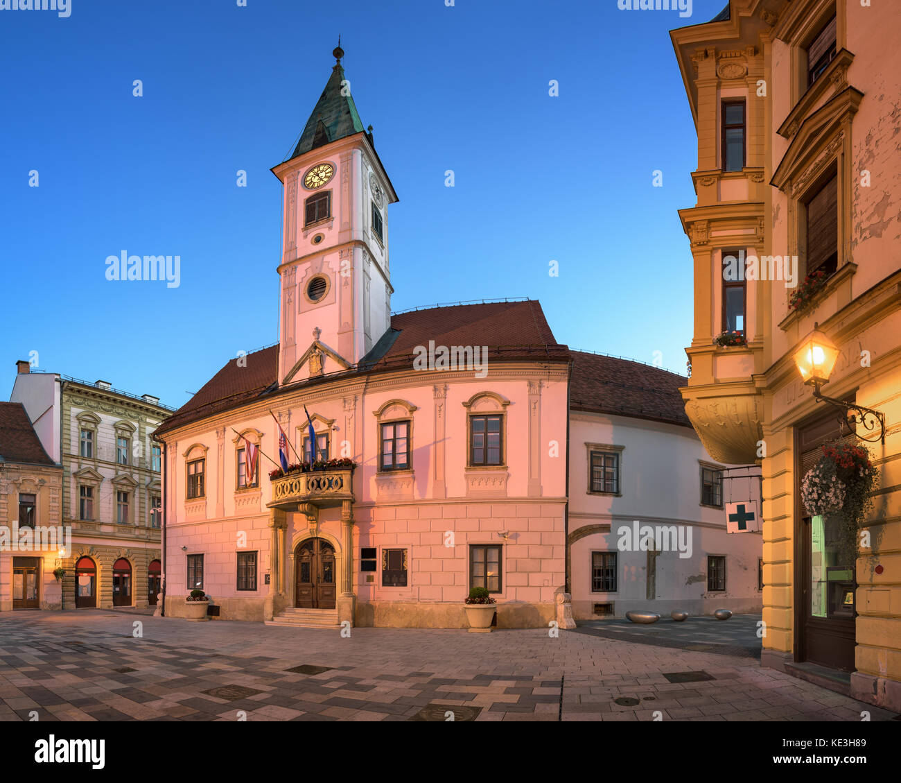 Panorama of Varazdin Townhall in the Morning, Croatia Stock Photo - Alamy