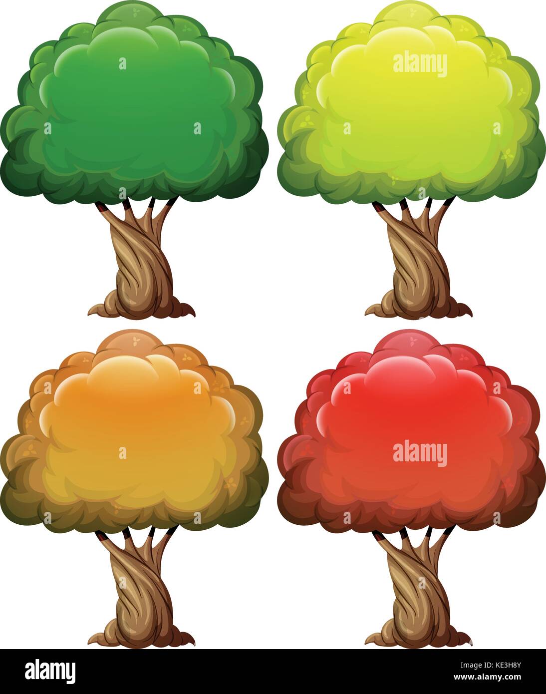 Tree with color leaves in four seasons illustration Stock Vector Image ...