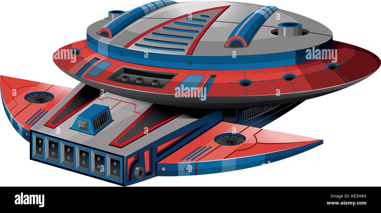 Round spaceship on white background illustration Stock Vector Image ...