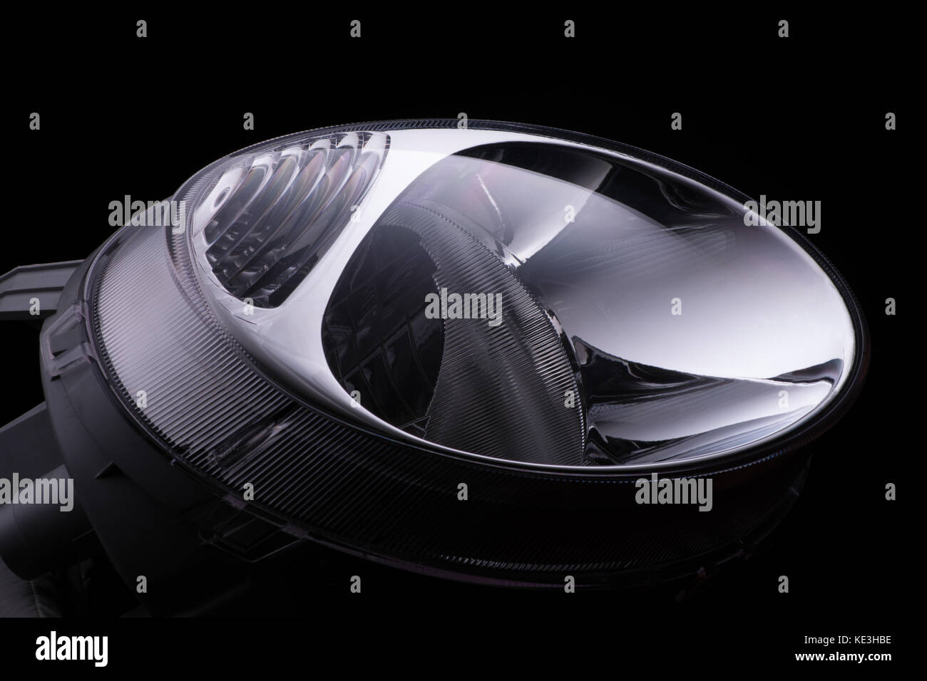 modern round headlights of car on black background isolated Stock Photo ...