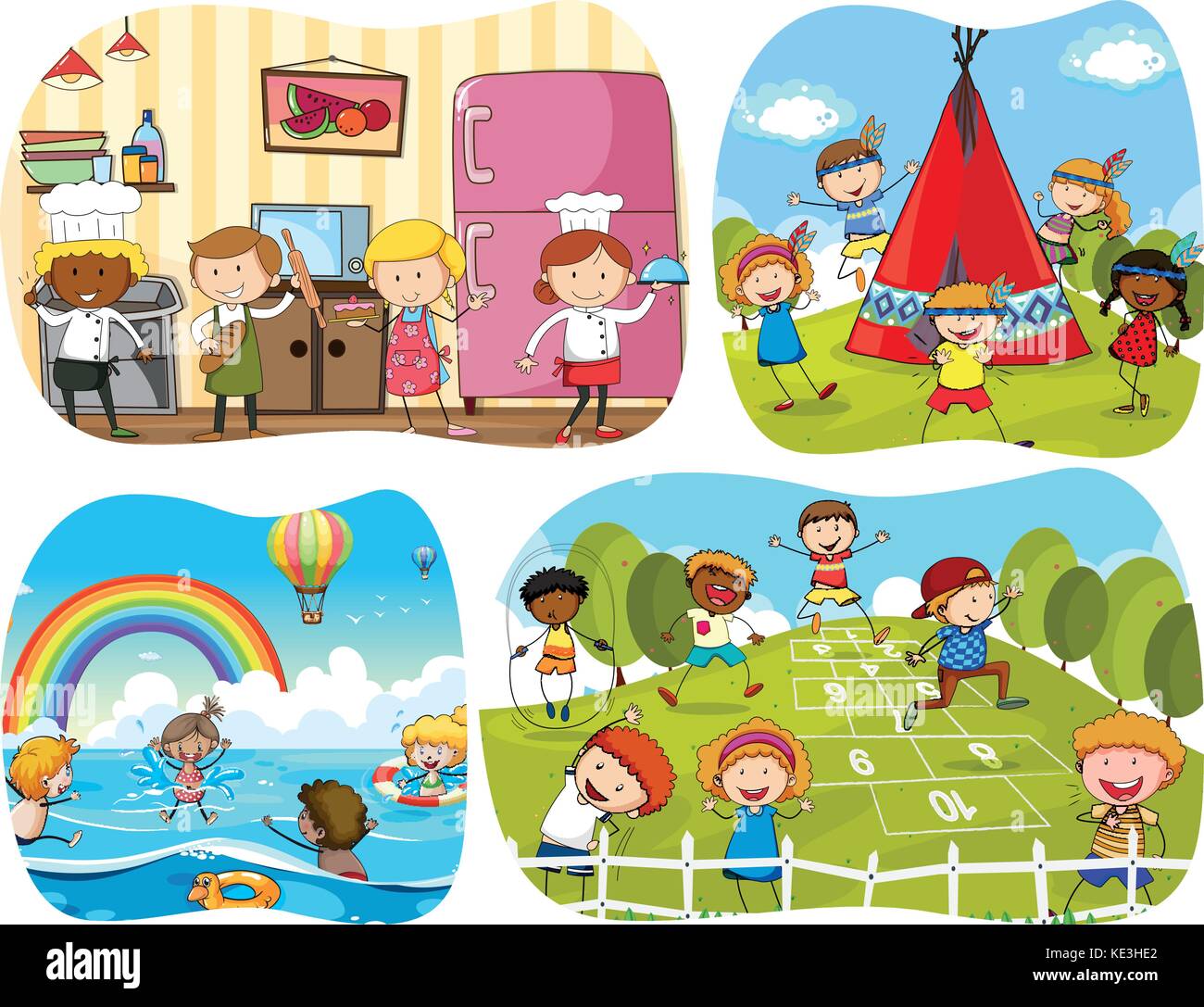 Four boys outdoors Stock Vector Images - Alamy