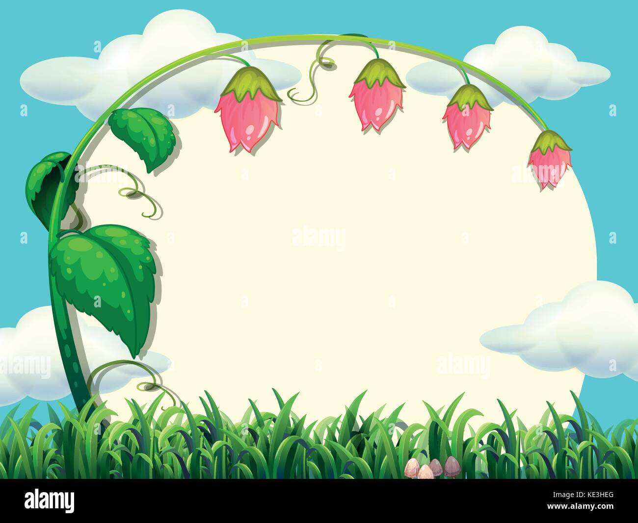 Frame design with flower in the field illustration Stock Vector Image ...