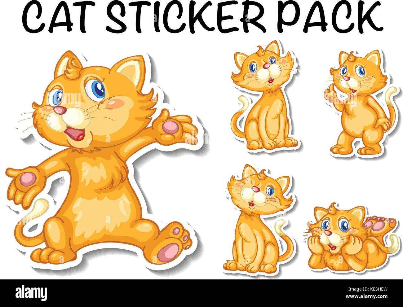 Cute cat sticker pack illustration Stock Vector Image & Art - Alamy