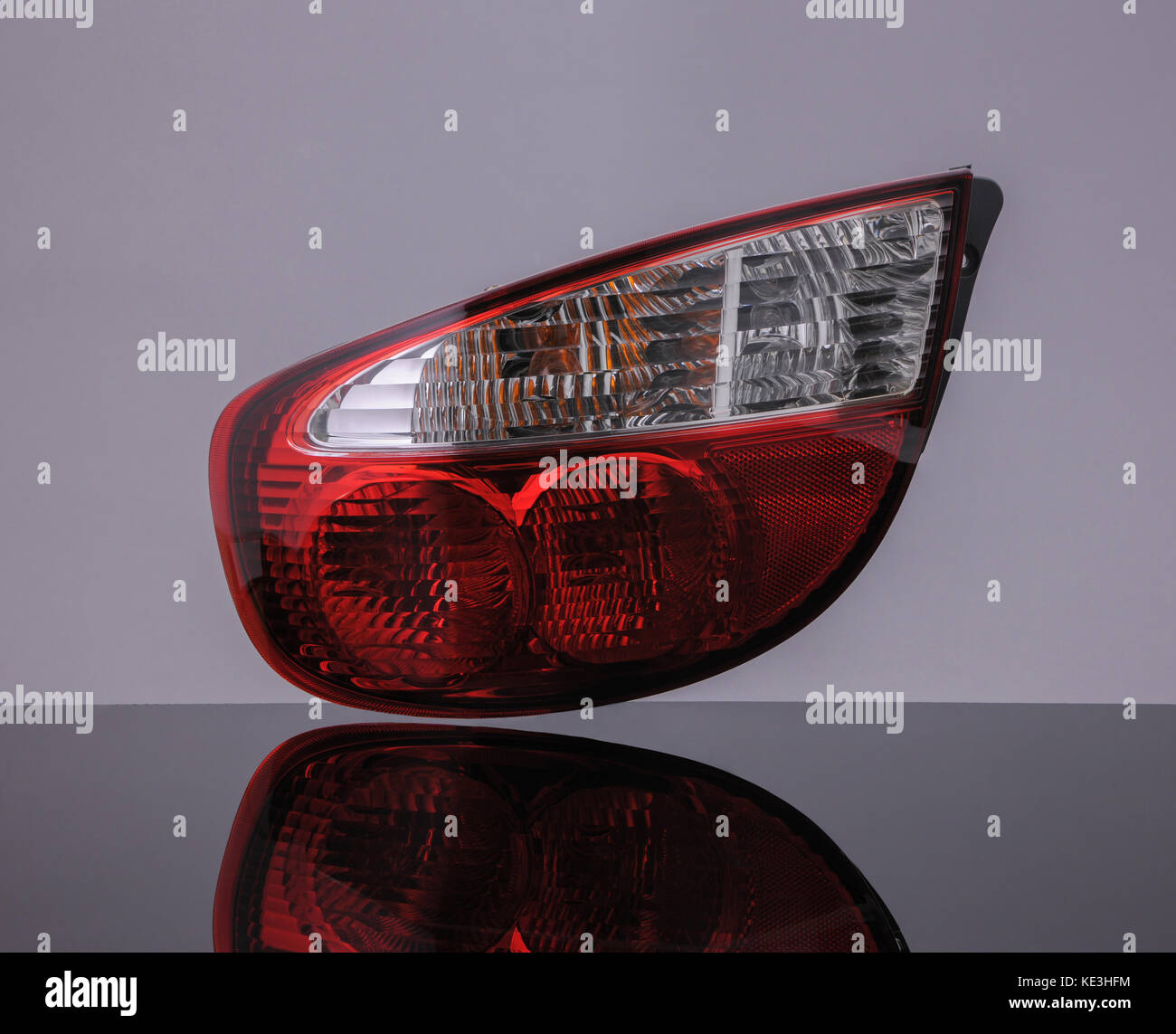 red rear car light on black background with reflection. isolated Stock ...
