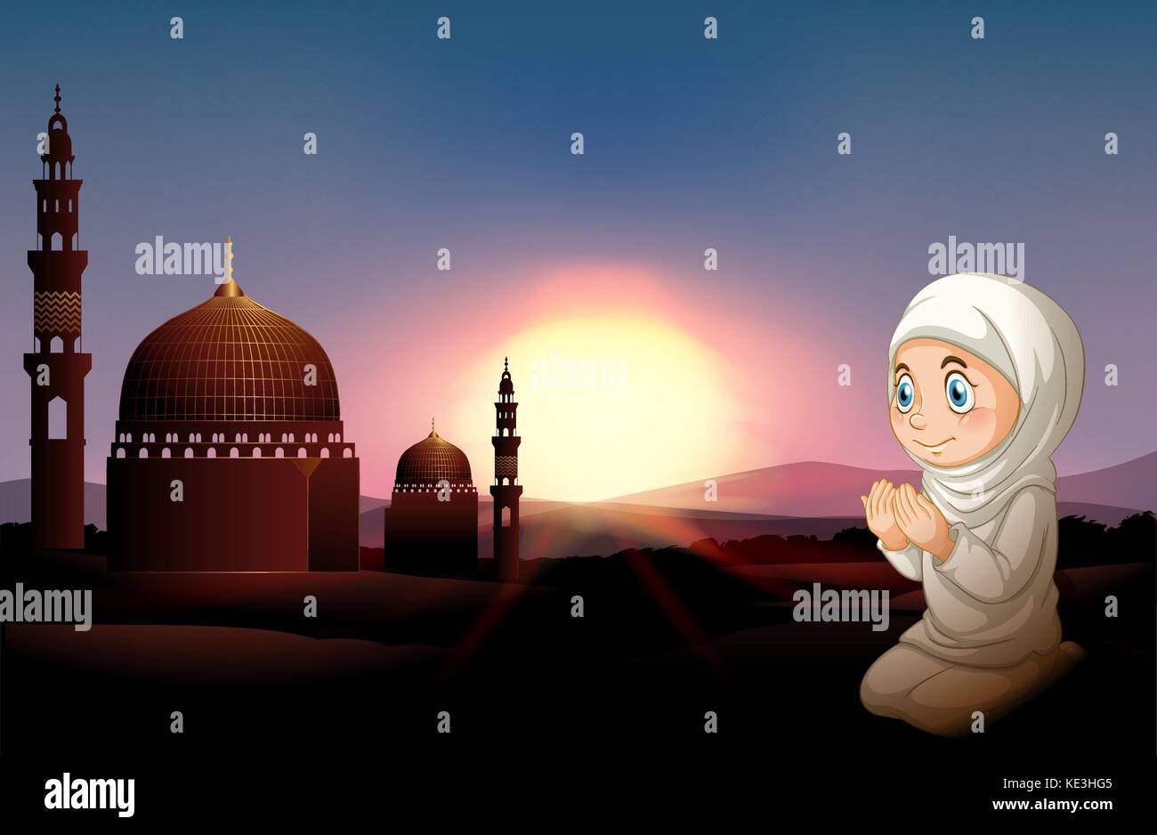 Islam praying religion woman Stock Vector Images - Alamy