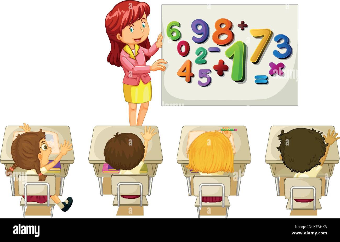 Students learning math in classroom illustration Stock Vector Image ...