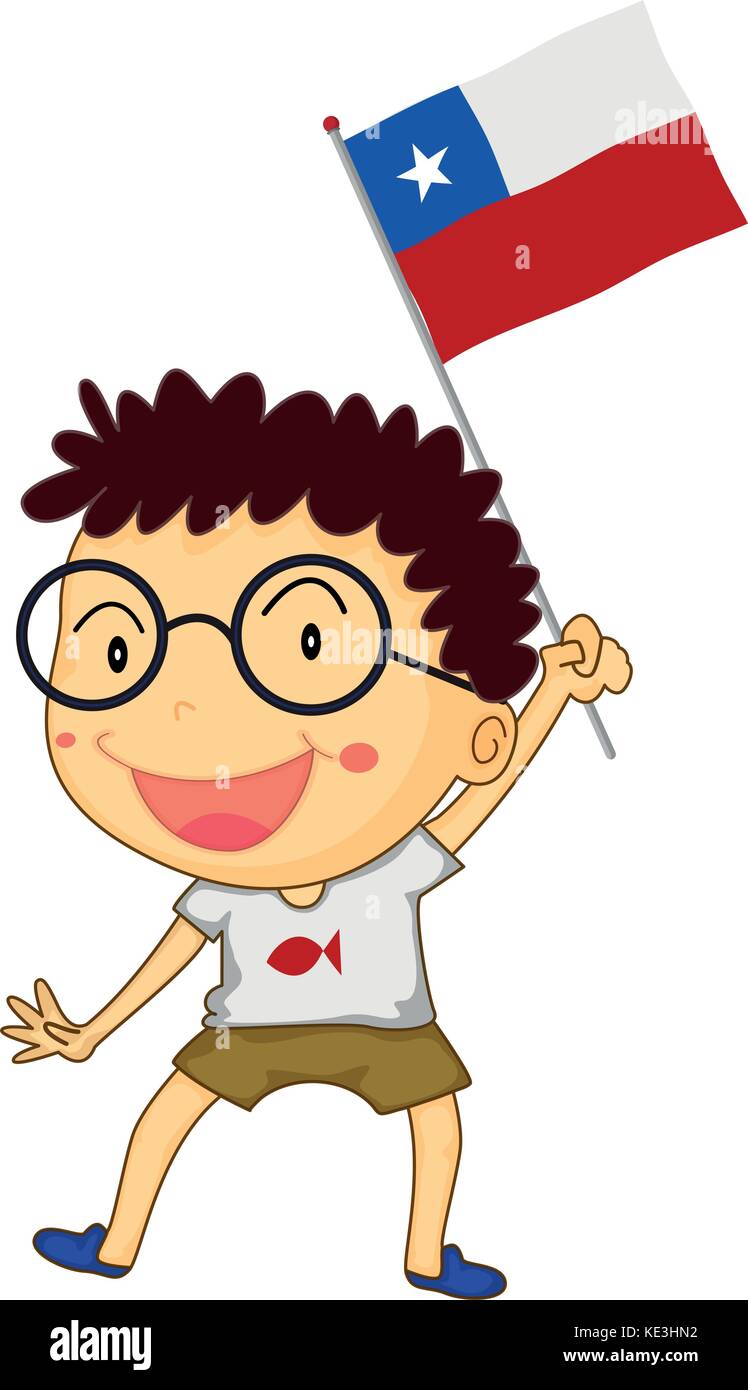 Little boy holding flag of Chile illustration Stock Vector Image & Art ...