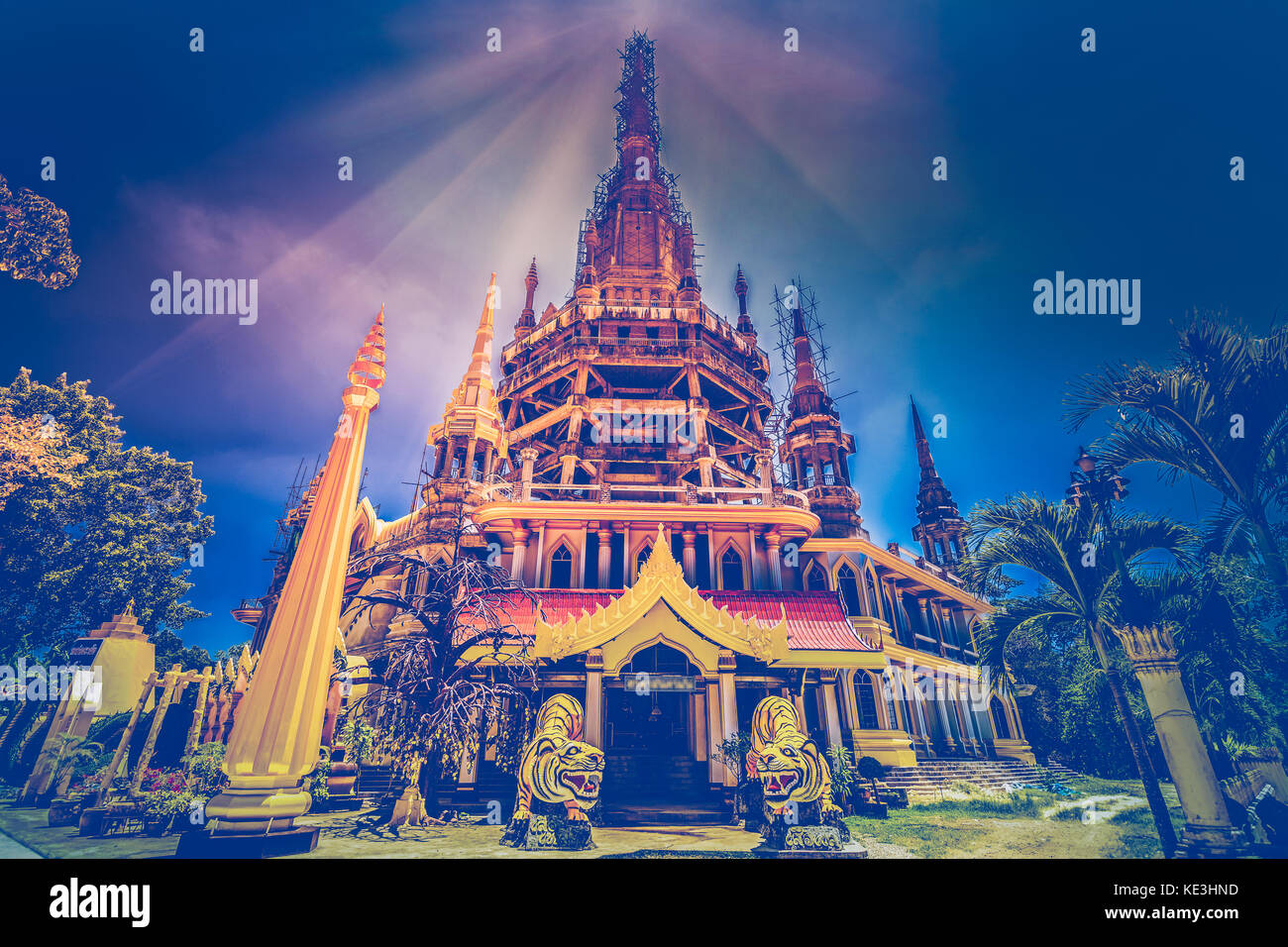 Tiger Cave Temple Wat Tham Sua among the palm trees - One of the most ...
