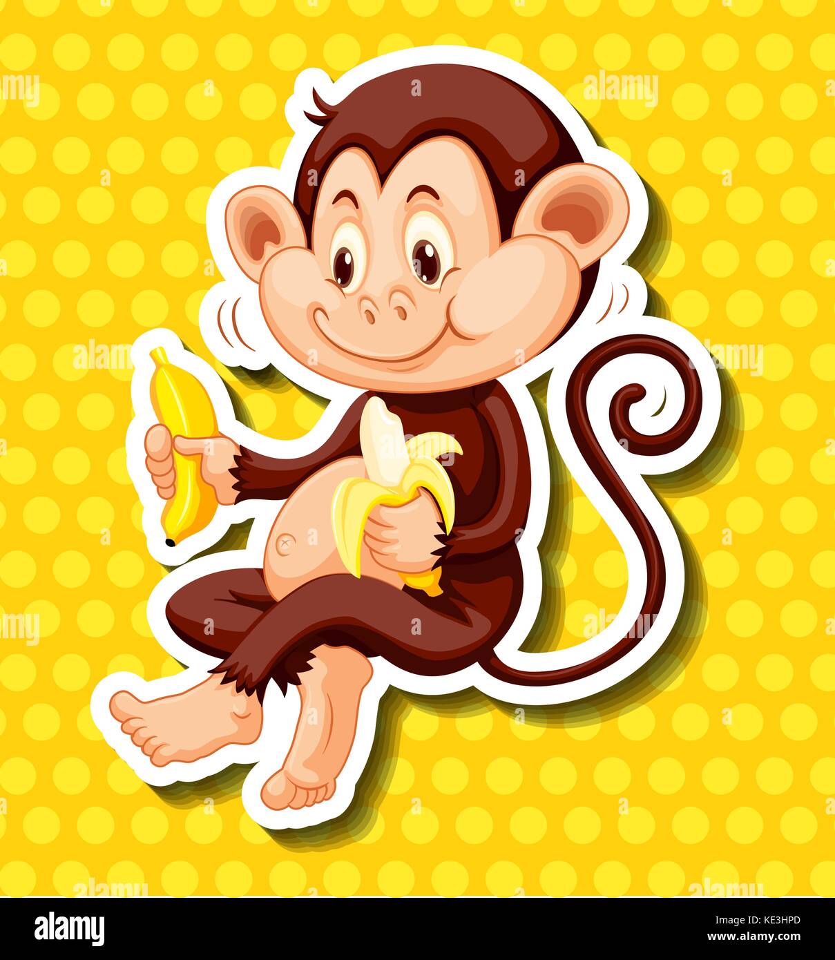 Cute monkey eating banana illustration Stock Vector Image & Art - Alamy