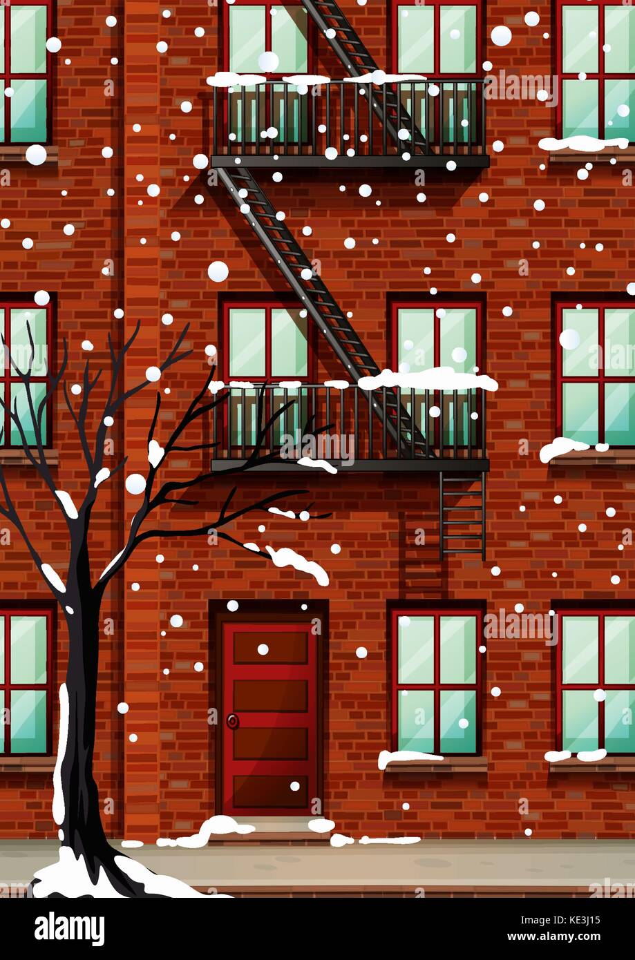 Cartoon Apartment Building On Fire